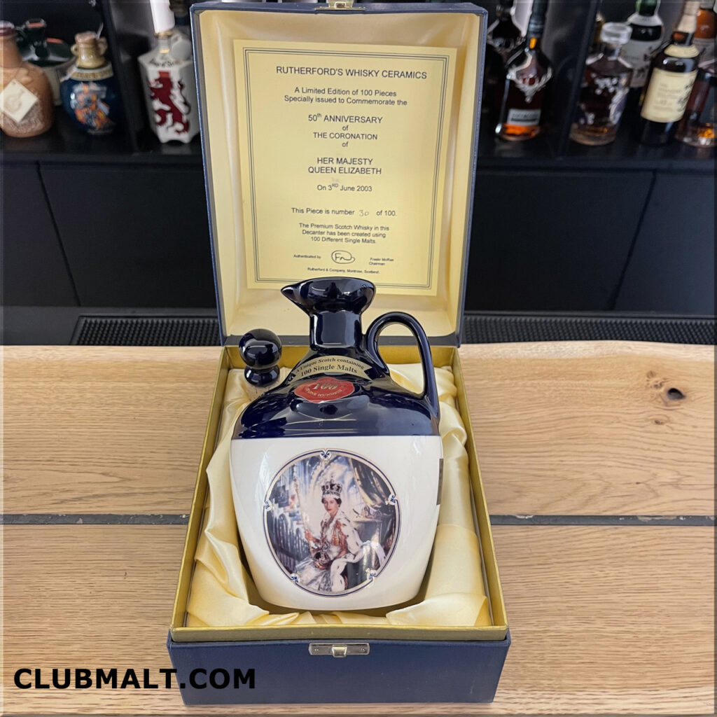 Rutherford's 100 Malts Queen Elizabeth Ceramic 70CL - CLUB MALT